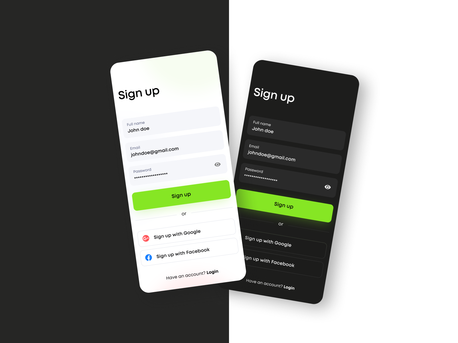 Mobile Sign Up Page by Nikita Veretelnyk on Dribbble