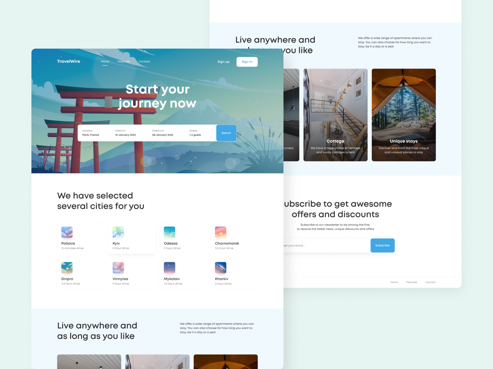 Travel Landing Page - Daily UI by Nikita Veretelnyk on Dribbble
