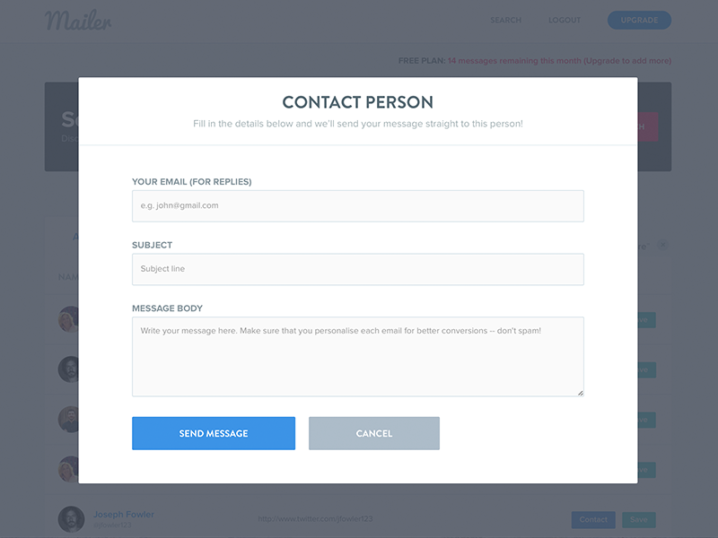 Contact User Form by Philip Cook on Dribbble