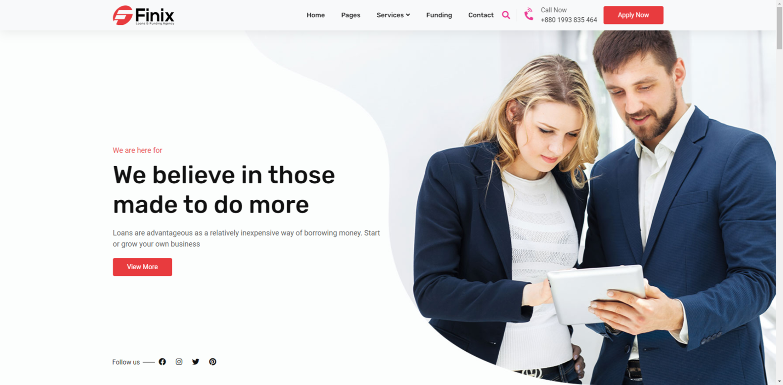 Finix Business Page Website by Shams Raju on Dribbble