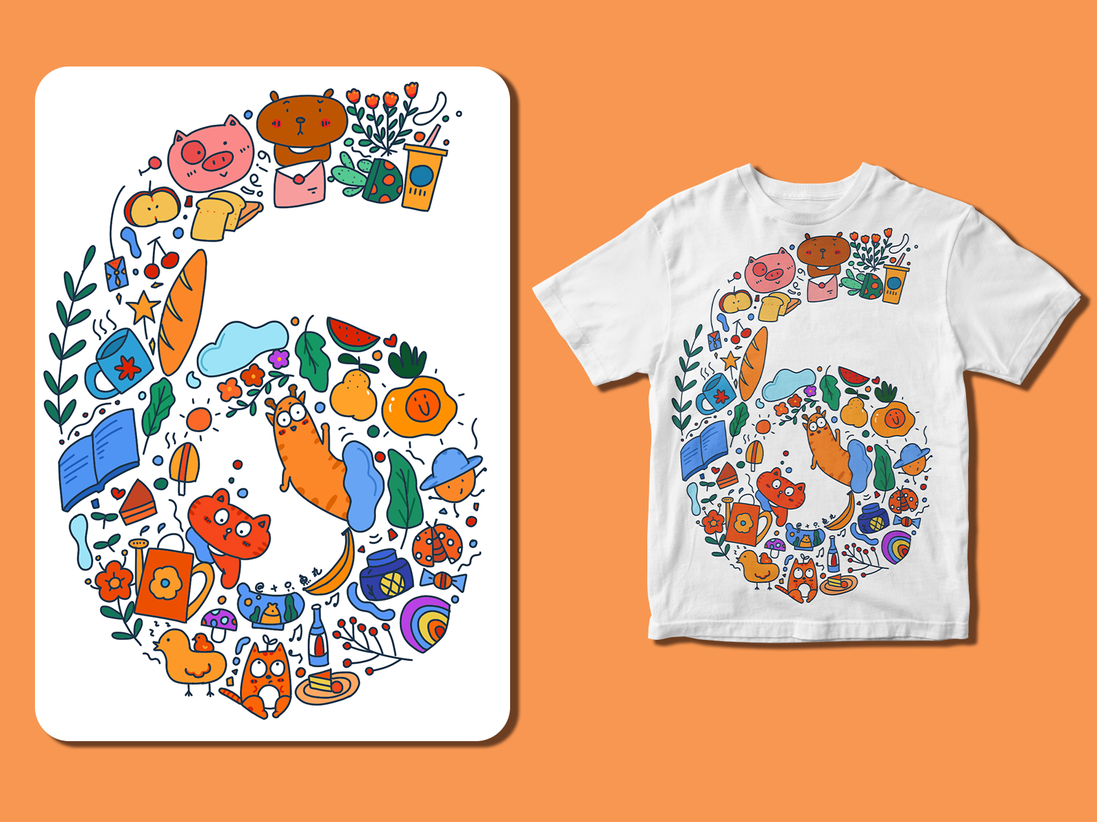 Number 6 Illustrator by shishi_illust on Dribbble