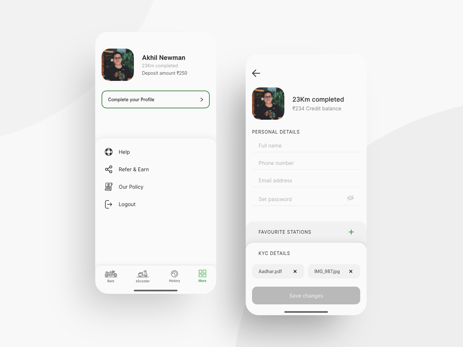Profile & more section ( light theme ) by Amal Tomy on Dribbble