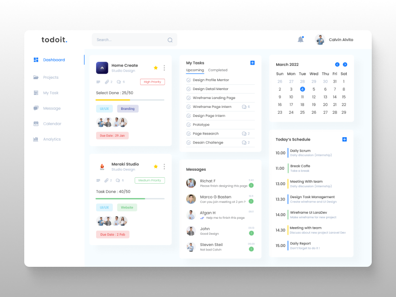 Task Manager Dashboard by Calvin Alvito on Dribbble