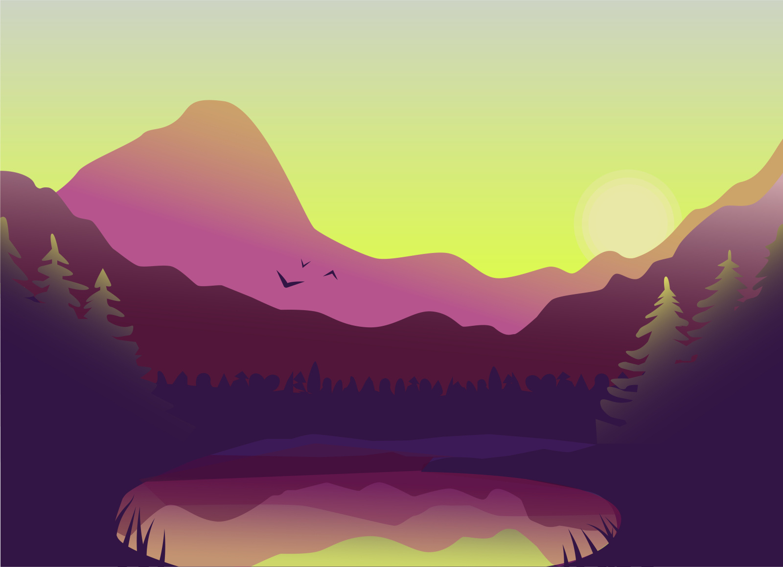 Sunshine in the mountains by Anastasiia Gut on Dribbble