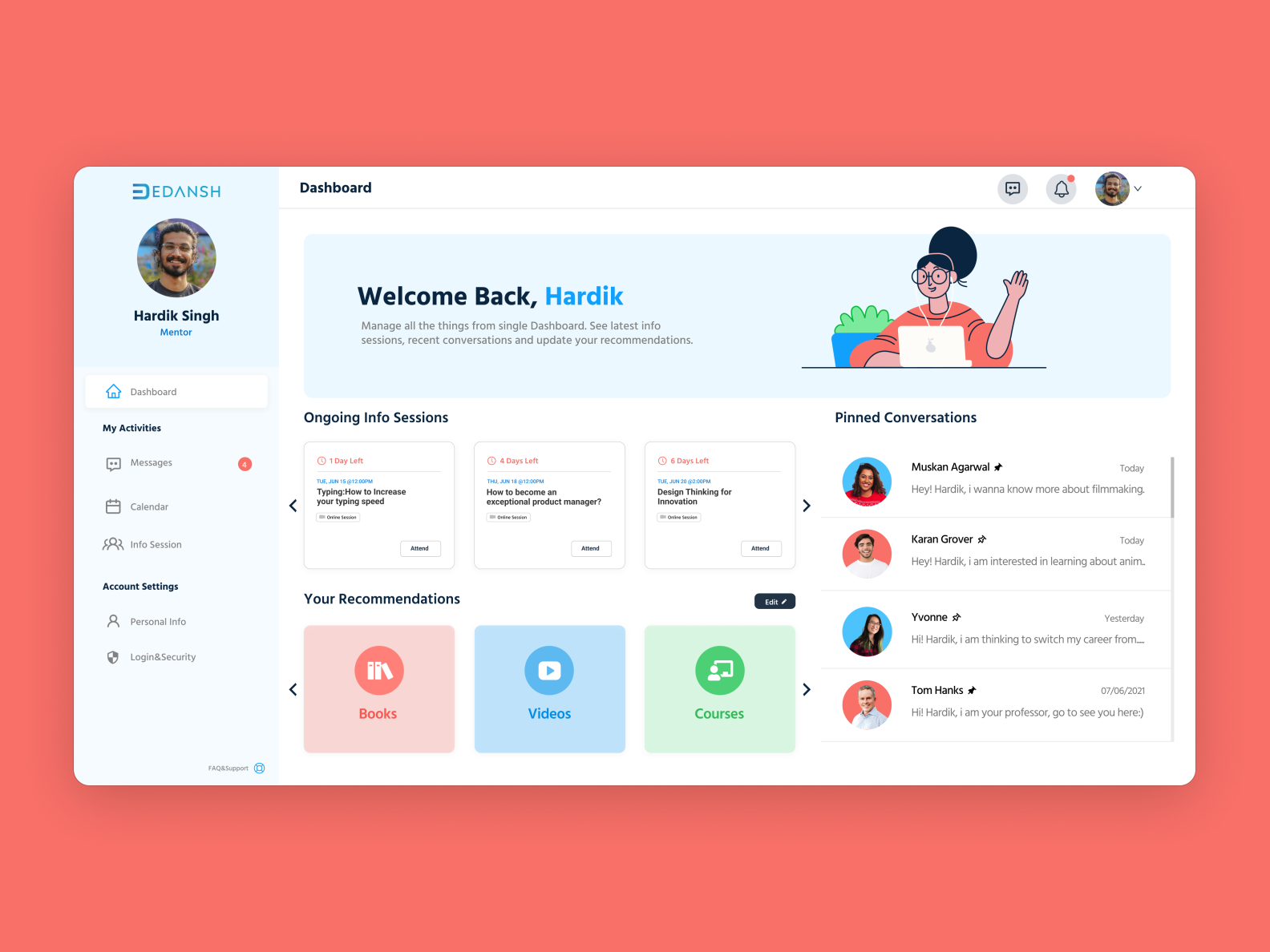 Dashboard User Interface | Mentoring Platform by Pratyush Atri on Dribbble