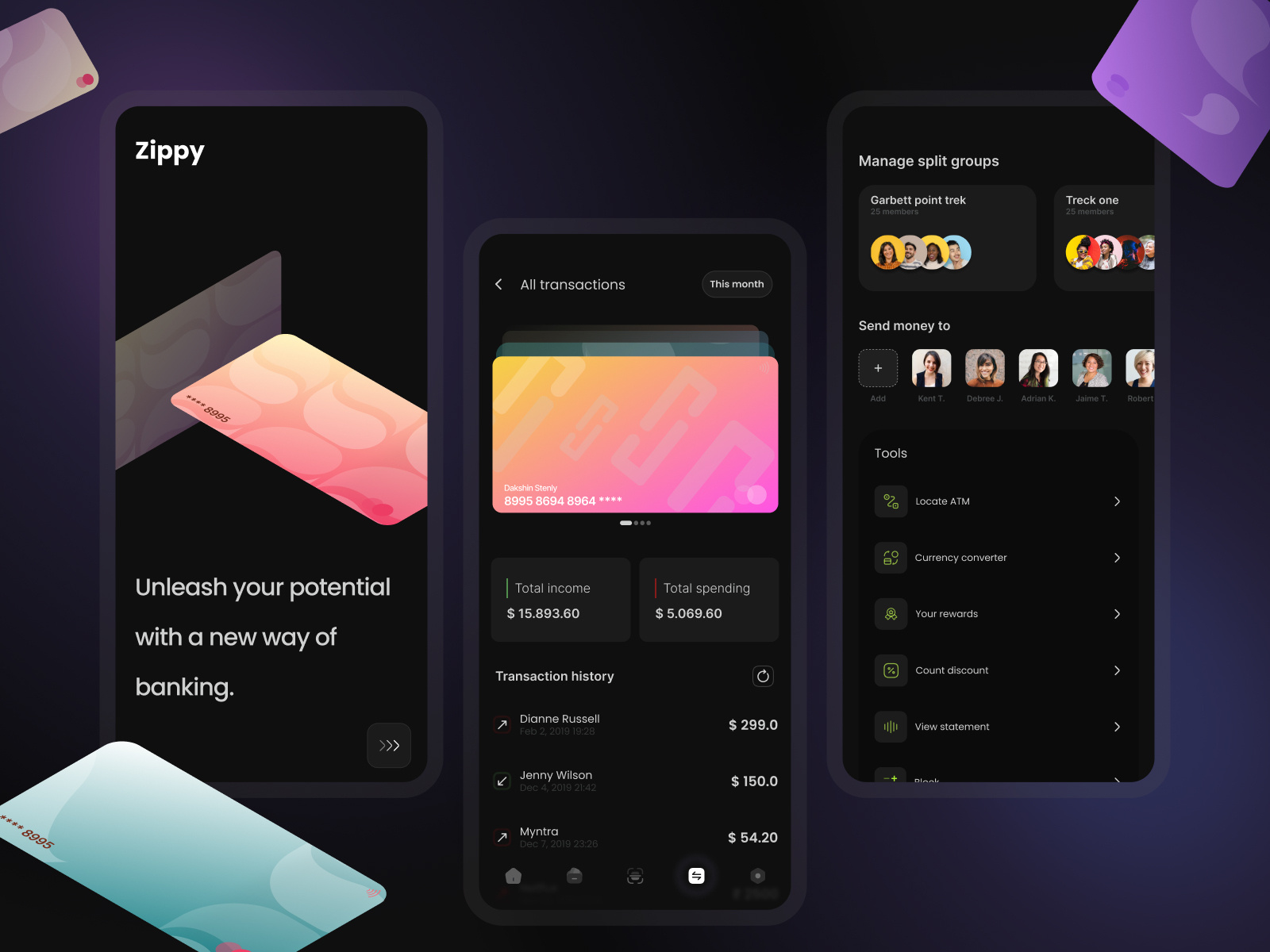 Zippy - Safest & fastest banking app by Darshani Manusmare on Dribbble