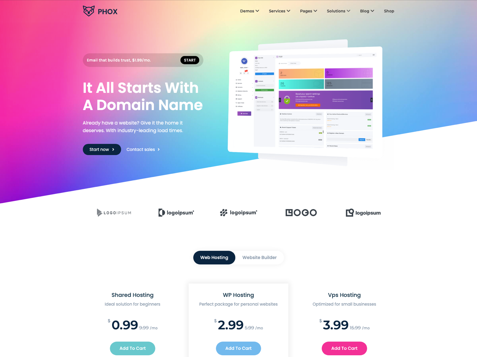 Phox - Hosting WordPress & WHMCS Theme by Abdelrahman Almahdy on Dribbble