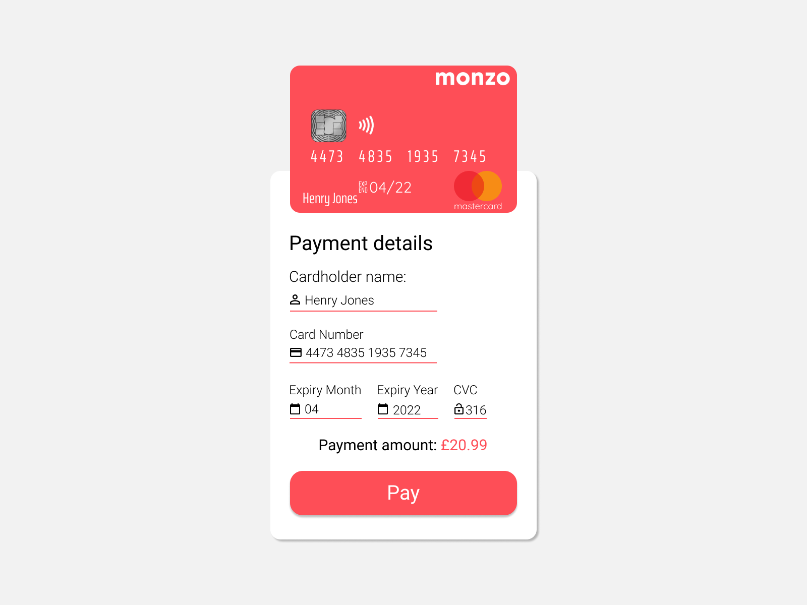 UI Challenge 2 credit card checkout form by Chris Dale on Dribbble