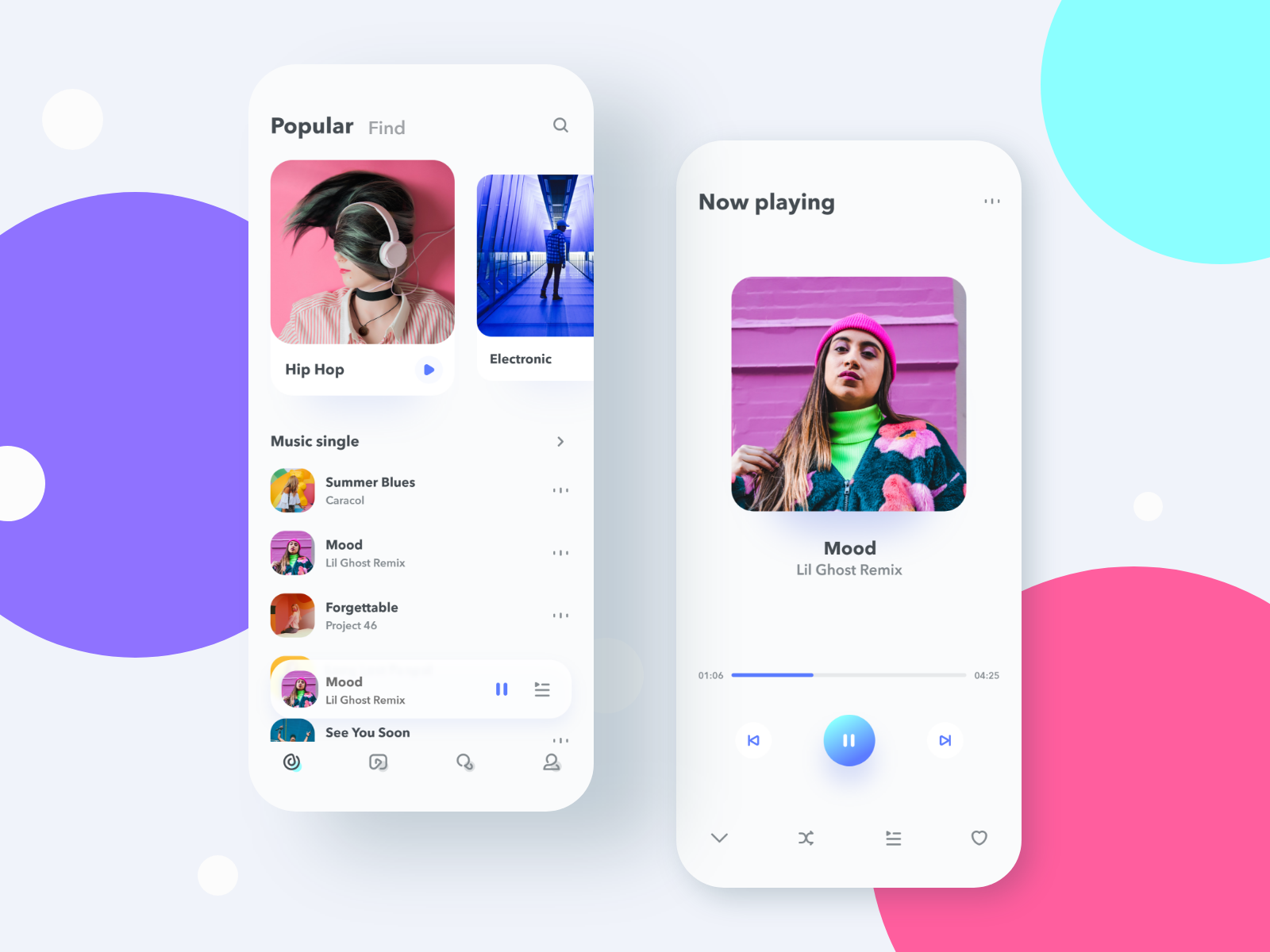 Music player interface design by Bulang on Dribbble