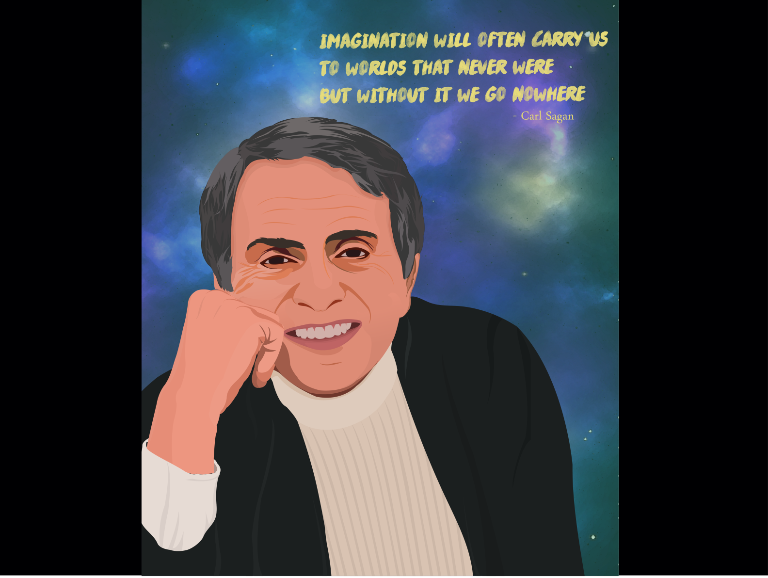 Digital Portrait Illustration of Carl Sagan by Annesa M on Dribbble