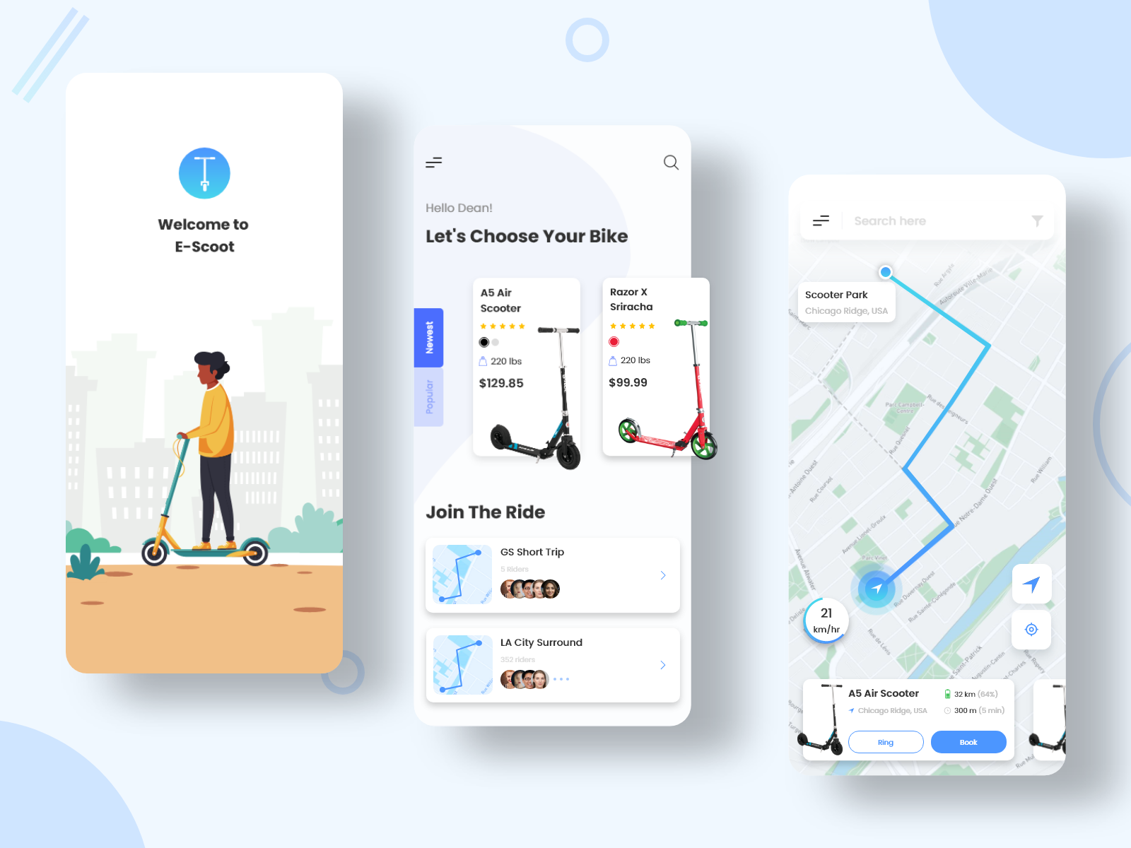 E-Scooter: Scooty Rent App Design by Caveman Studios on Dribbble