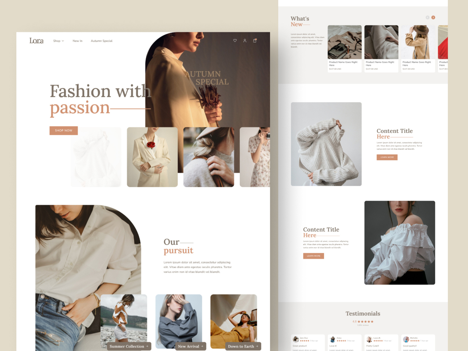Lora Fashion Website Design by Matt on Dribbble