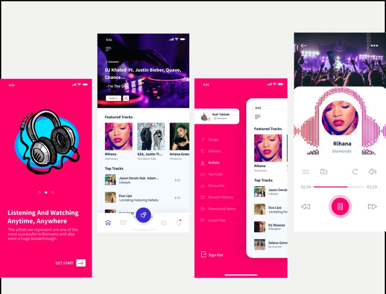 Figma music app template by Badreddine Tabbabi on Dribbble