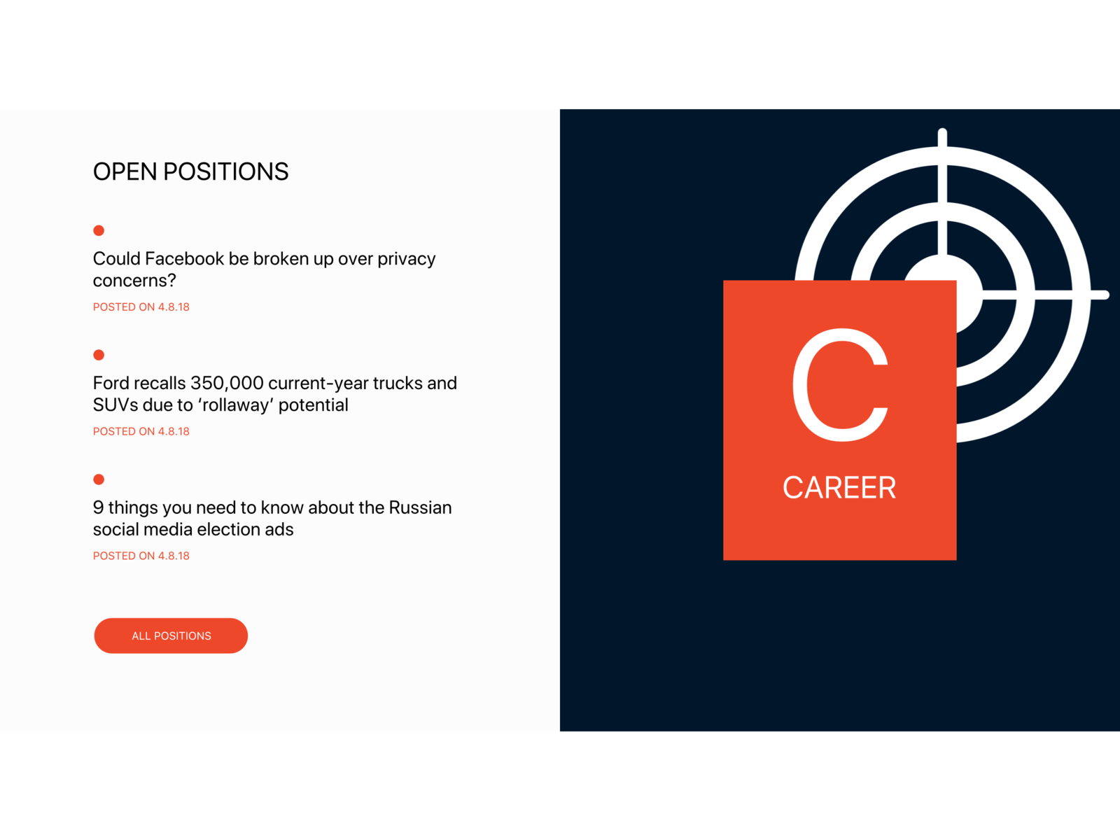 List of open positions on website by Zaira Hajiyeva on Dribbble