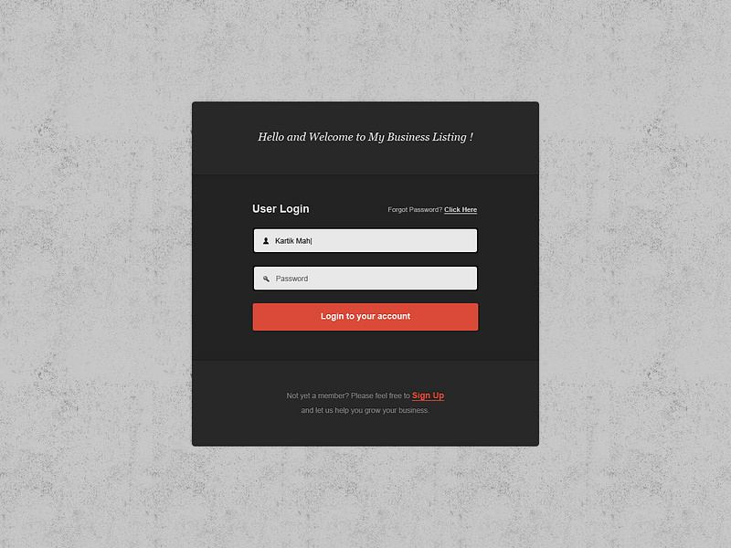 Login Box by Kartik Mahant on Dribbble