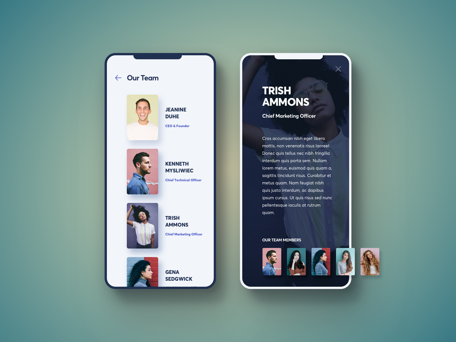 Our Team Mobile Version by Kartik Mahant on Dribbble