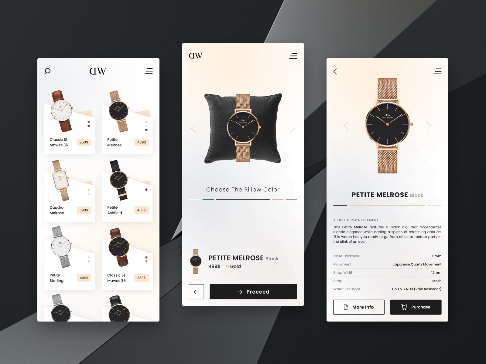 DW watch shop app concept by Mohsenn Kianpour on Dribbble