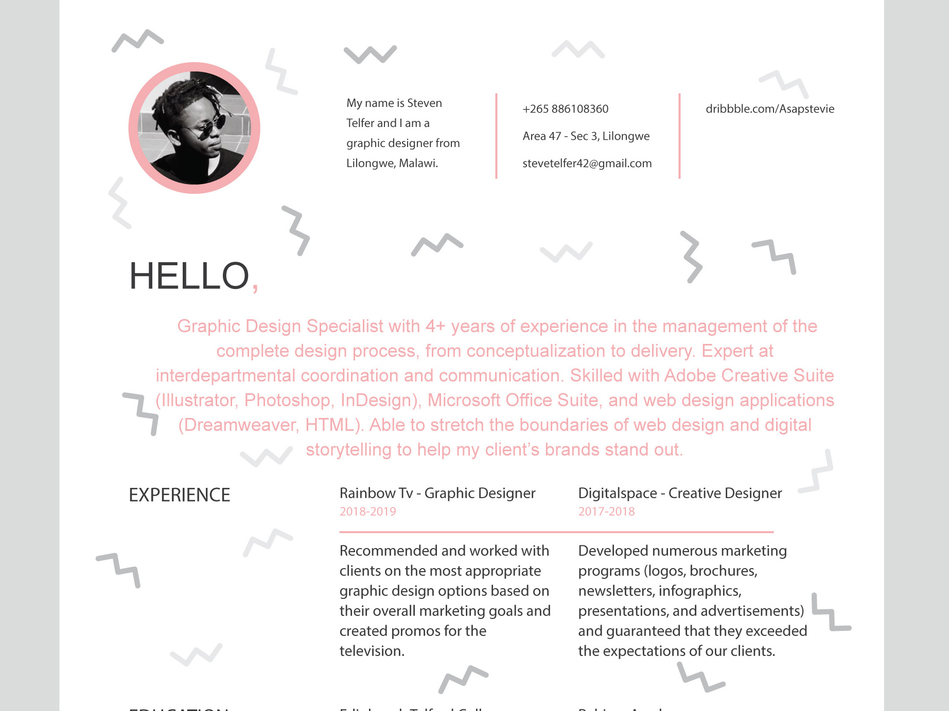 Dribbble - graphicdesignerresume---steven-telfer.jpg by Steven Telfer