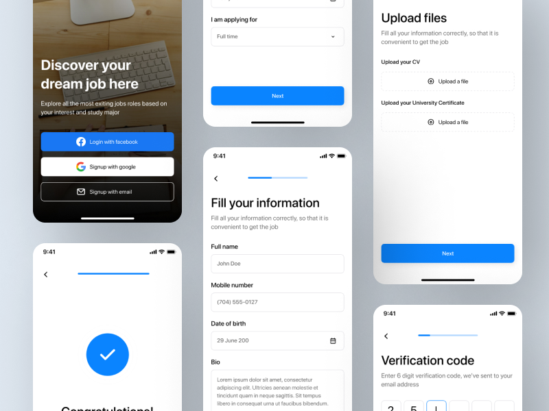 Registration & login process by Zalak Raja Opi on Dribbble