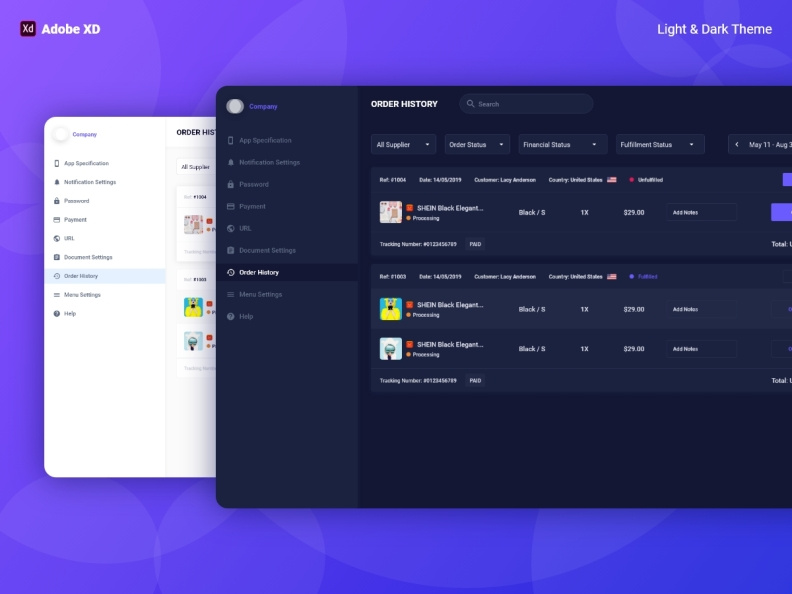 Dashboard UI Design With Adobe XD (Light & Dark) by Md. Rayhanul Islam ...