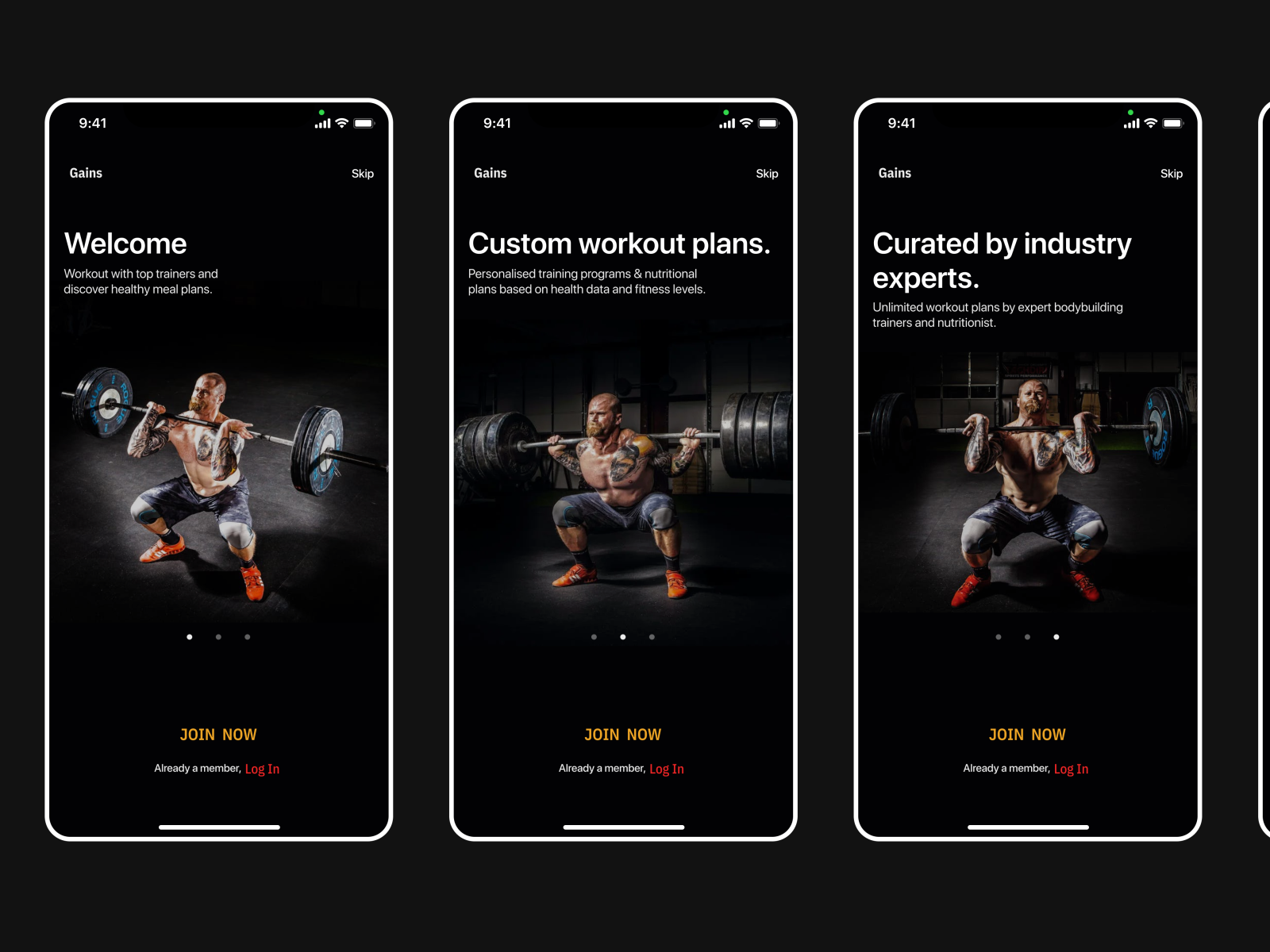 Pre-onboarding screens for a workout training mobile app. by George ...