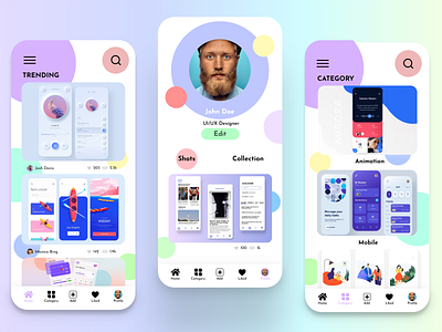 Dribble App UI by Utkarsh Bafana on Dribbble