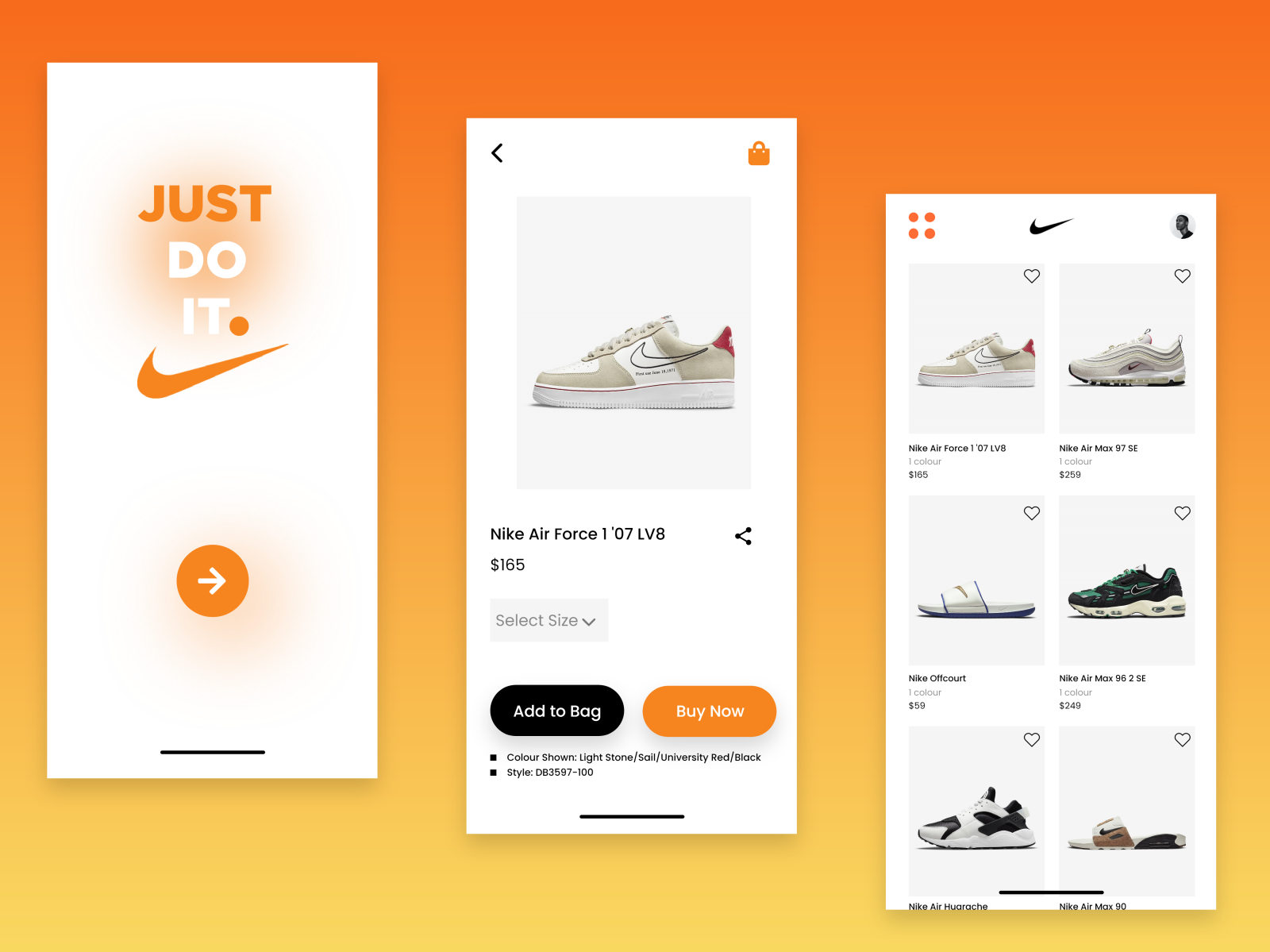 Nike App UI Design by Utkarsh Bafana on Dribbble