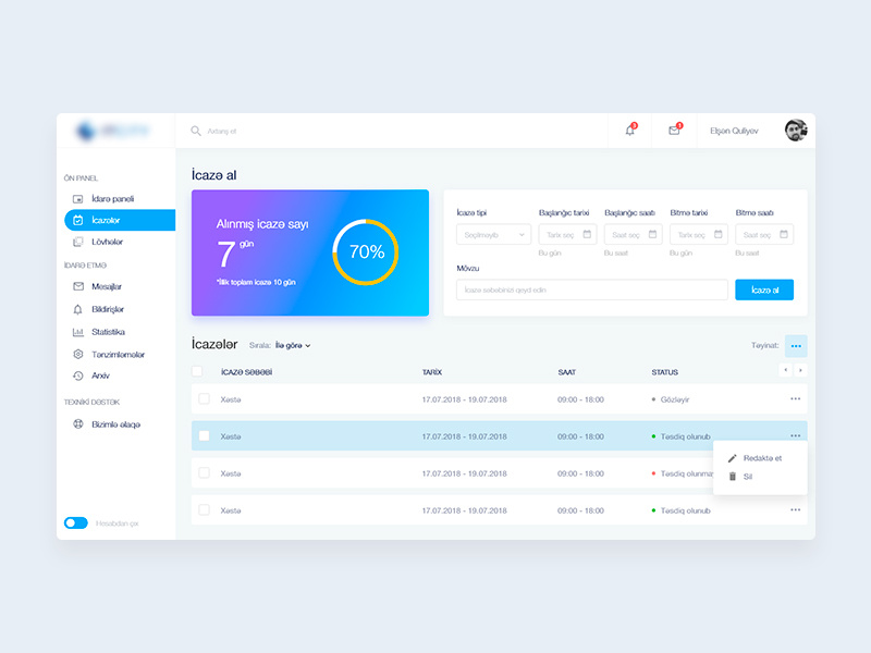 Company dashboard design by Elshan Guliyev on Dribbble