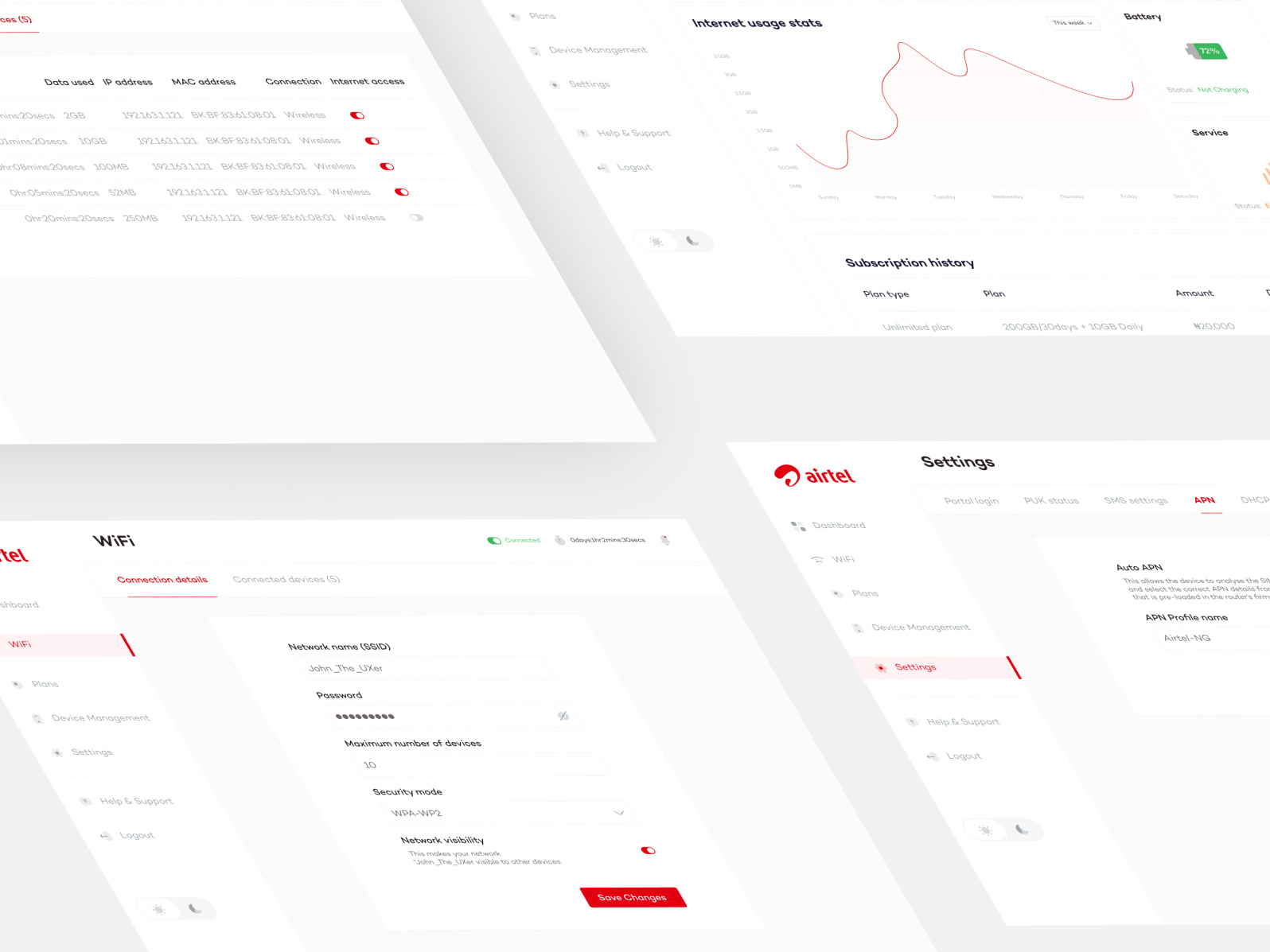 More visuals from Redesign of Airtel Router Management system by John ...