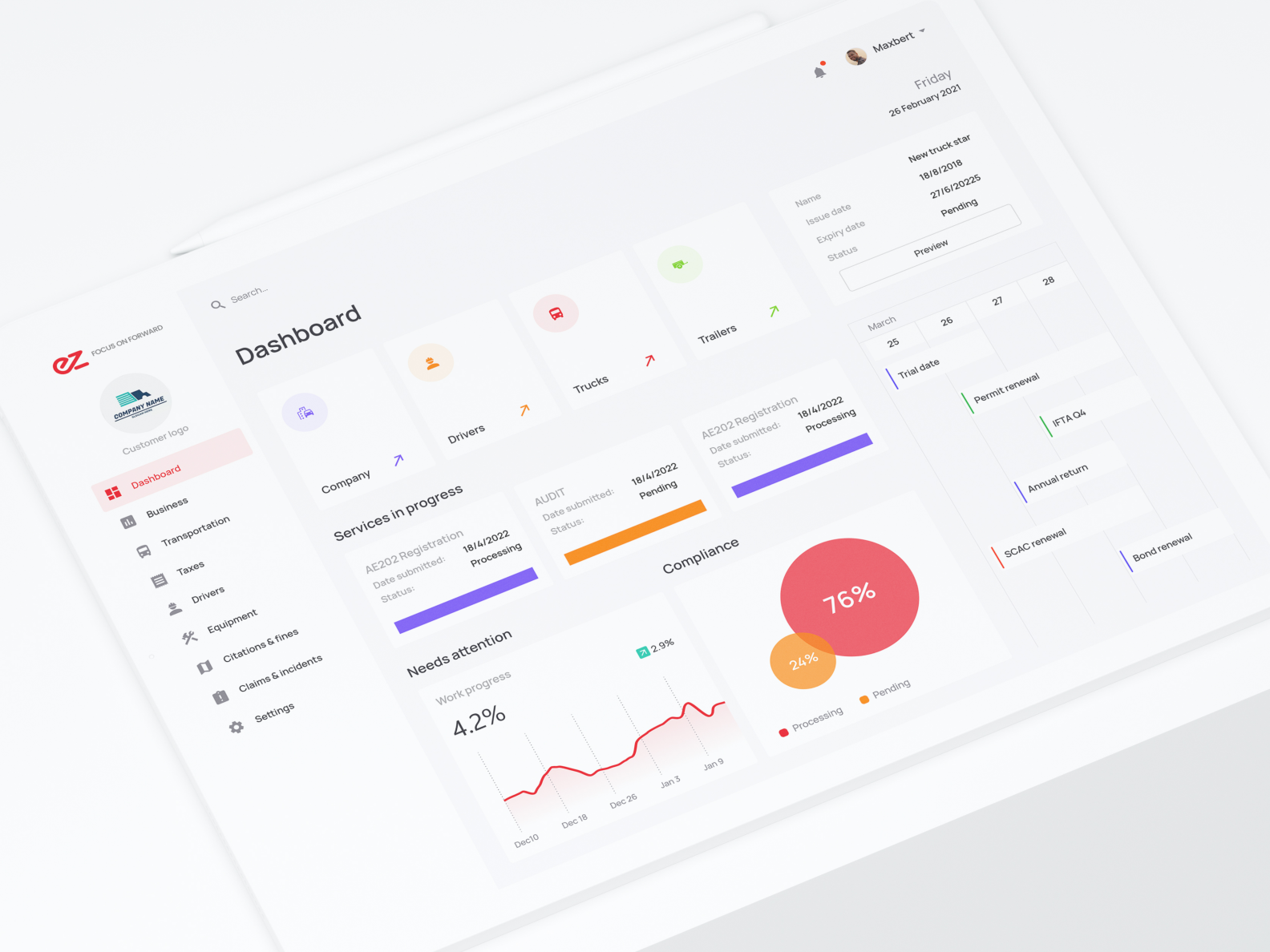 Driver management Dashboard by Asad Akbar on Dribbble