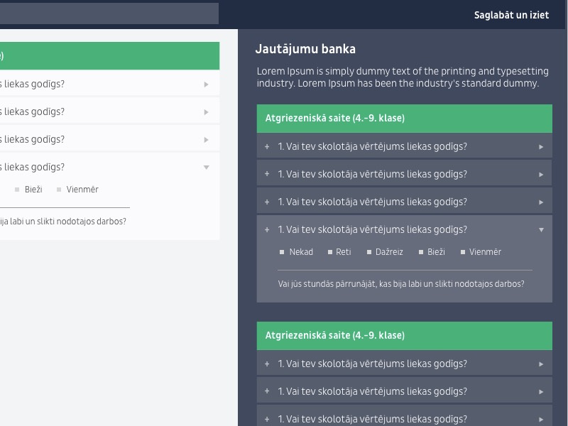 Edurio v3 / Survey wizard / Question selection step by Edgars ...