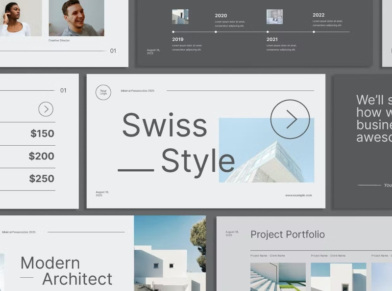 Free Swiss Style Presentation Template by Presently Creative on Dribbble