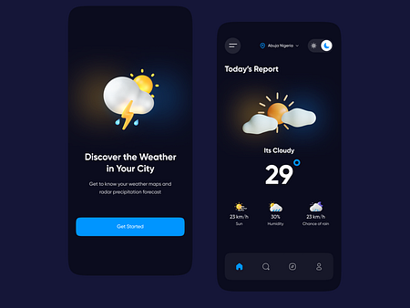 Weather App by Valentine Chike for QClay on Dribbble