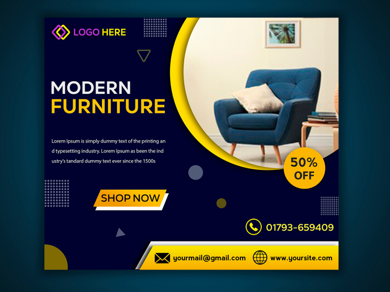 Blue abstract modern furniture social media post design by Mustafa ...