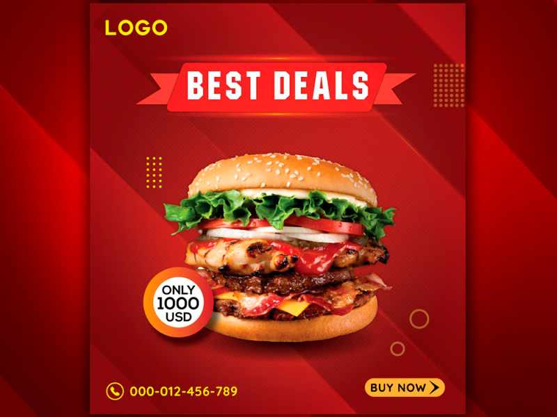 Dynamic outstanding unique food social media post design. ads. by ...