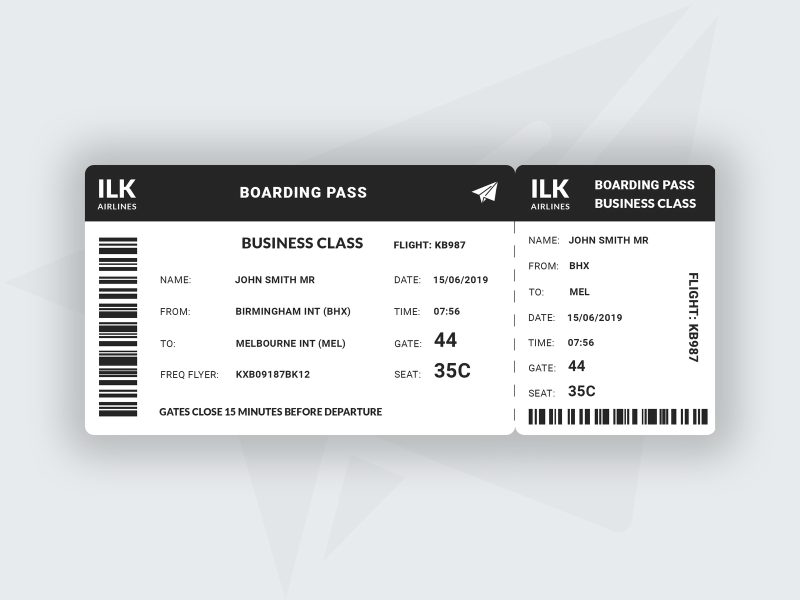 Daily UI Challenge 024 - Boarding Pass by kylebuddo on Dribbble