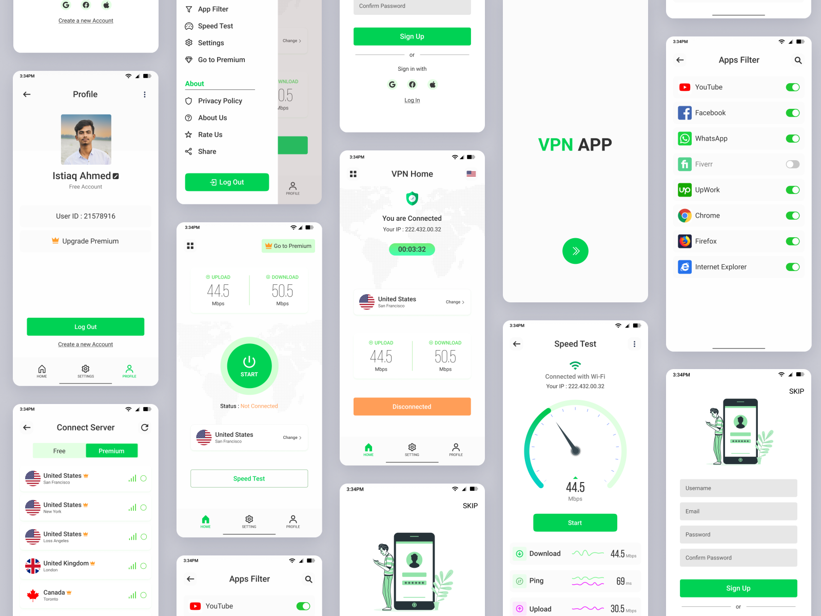 VPN App UI/UX Design by Istiaq Ahmed on Dribbble