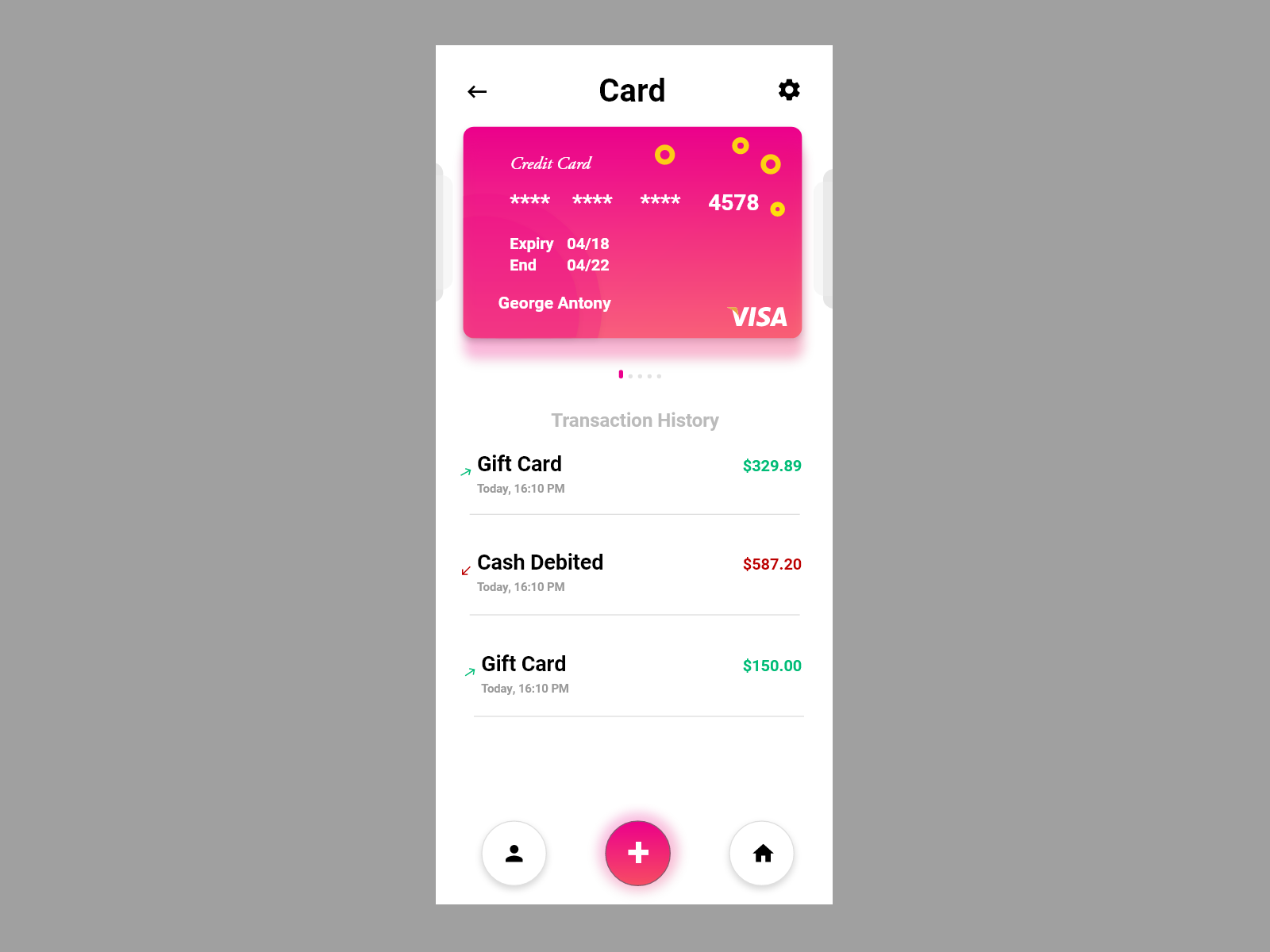 Credit card account UI - Mobile screen by Eunice Abeal on Dribbble