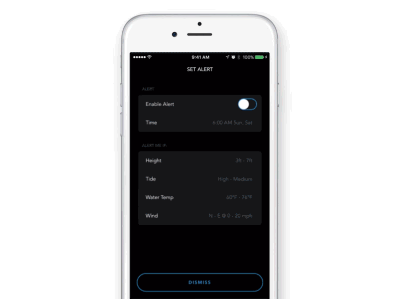 Surf Report Alert UI by Jon Ezell for Billabong on Dribbble