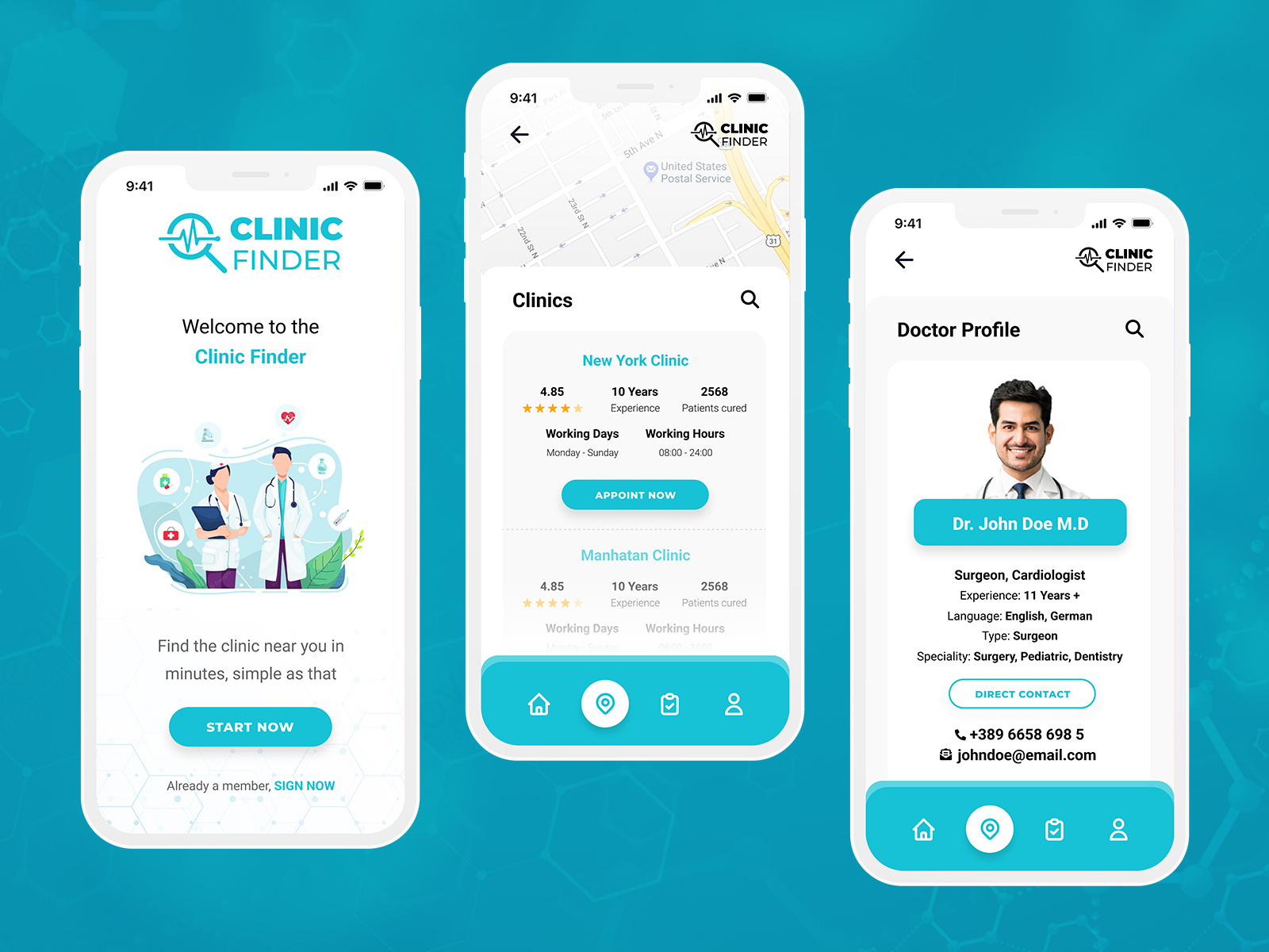 Clinic Finder App Exploration by Afrim Radoniqi on Dribbble