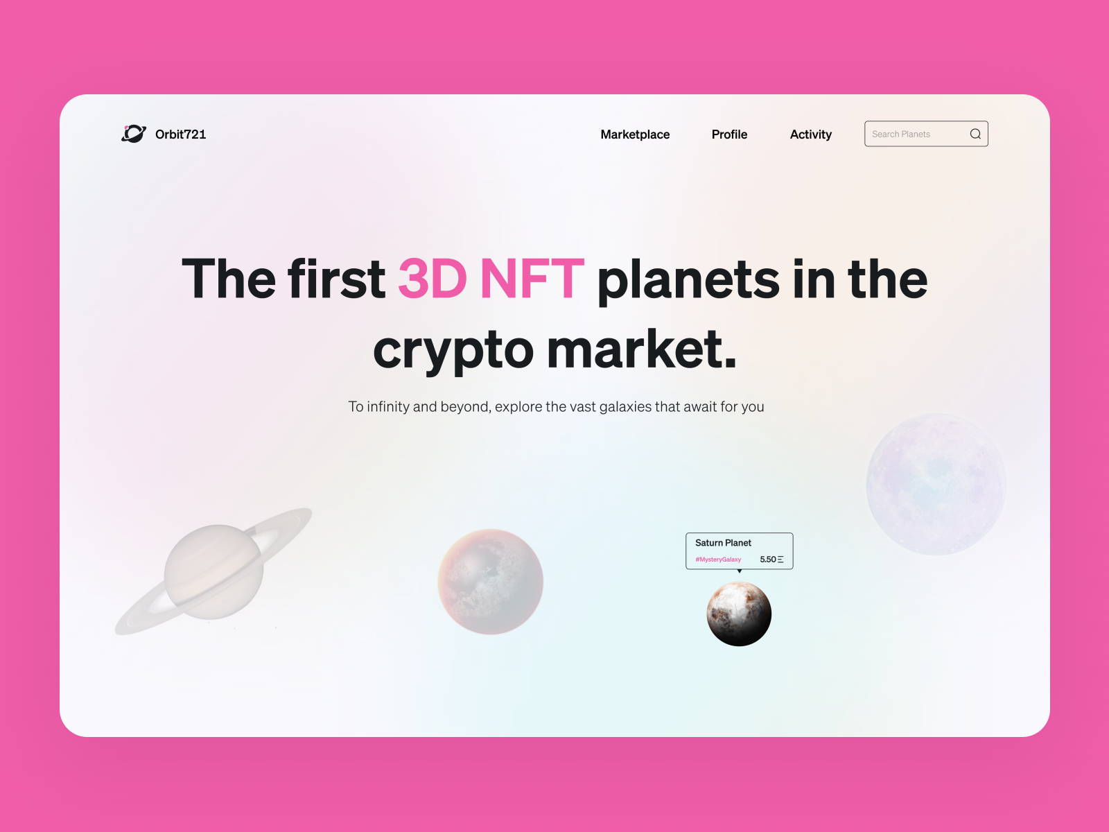 Orbit721-3D NFT Marketplace Hero Section by Faisal Mukhtar on Dribbble