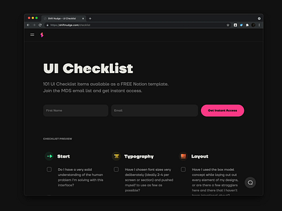 Shift Nudge – UI Checklist by MDS on Dribbble