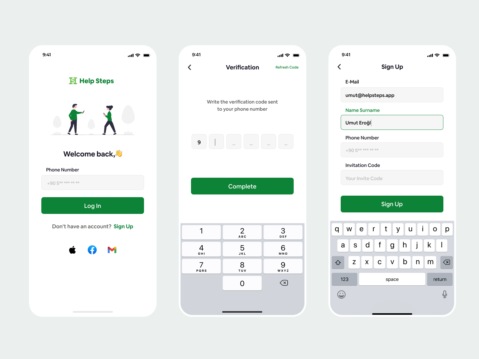 Help Steps App. Onboarding, Log In and Sign Up screens UI Design by ...