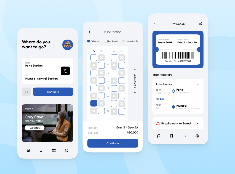Train Booking App by Sharvin Pharande on Dribbble