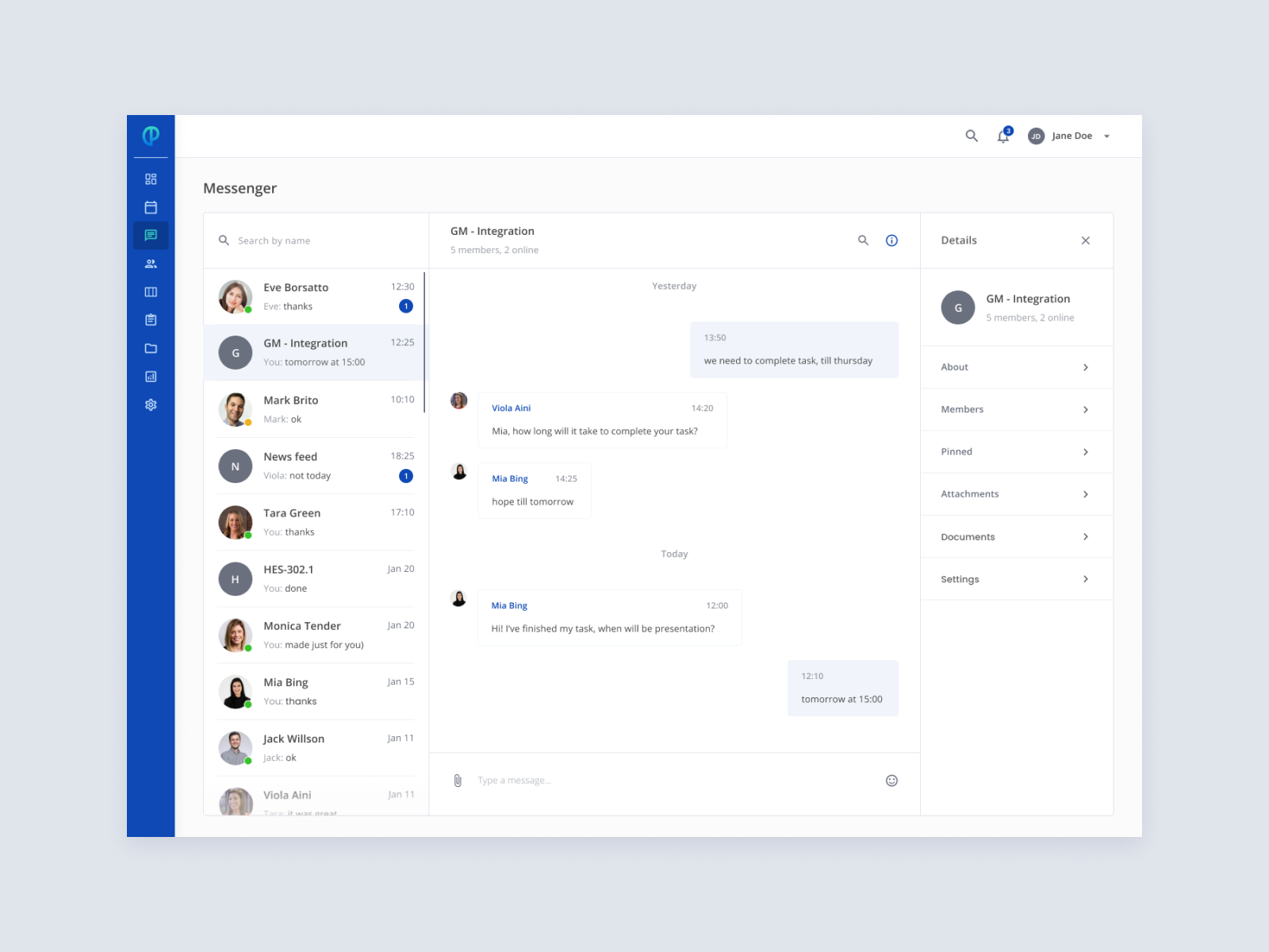 Messenger for CRM system by Team Work Spirit on Dribbble