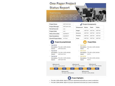 One Pager Project Status Report PowerPoint Template by Lisa Martin on ...