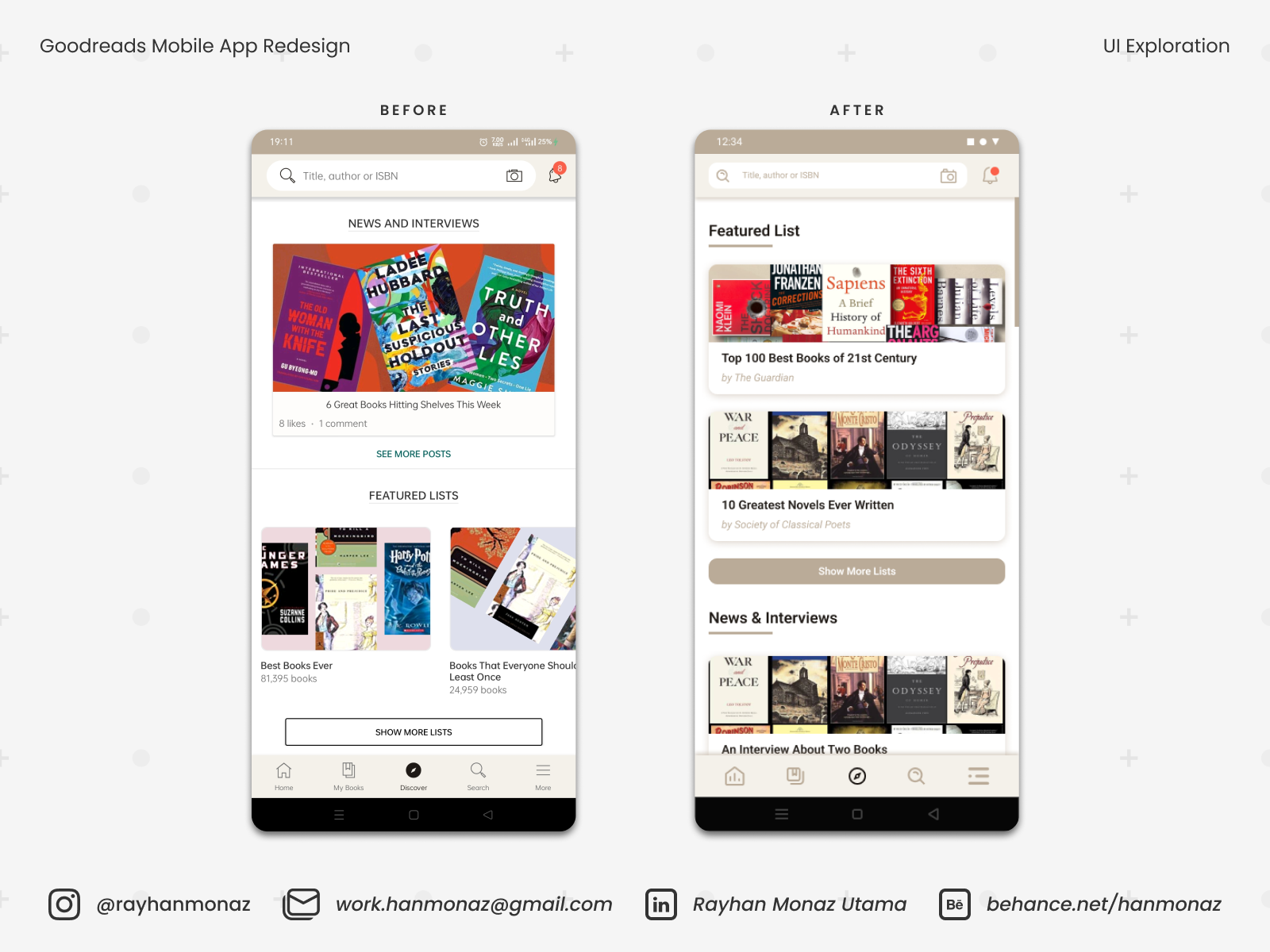 Goodreads - Mobile App Redesign by Rayhan Monaz on Dribbble