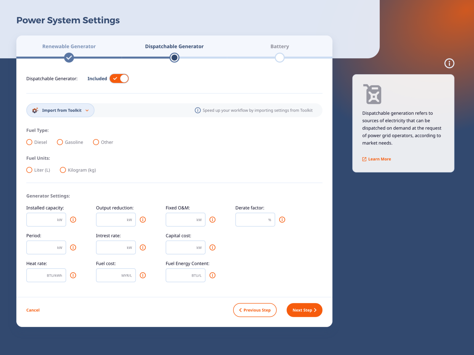Multi-step form UI - Power System Settings by Ahmed Alshair on Dribbble