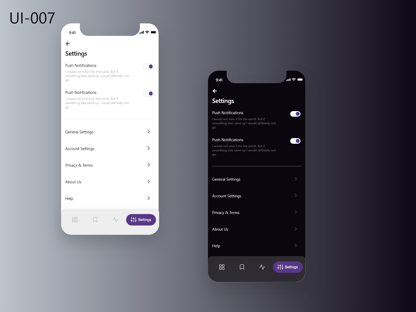 Day 7 UI Challenge - UI Settings by Jeremiah Olayiwola on Dribbble