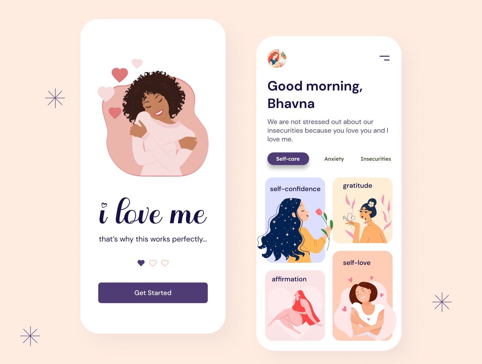 Self-care App Design by Bhavna on Dribbble